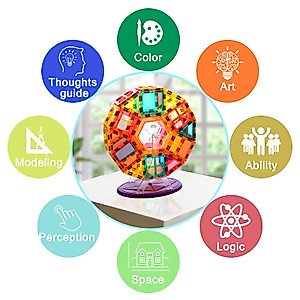 Gifts2U Magnetic Blocks, 96PCS Magnetic Tiles Building Set for Kids with Storage Box STEM Preschool Educational Construction Kit Magnet Stacking Toys Gifts for Boys and Girls