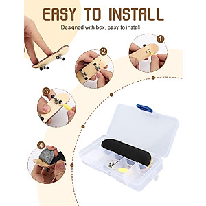 Yosoo Health Gear Finger Skateboards, Finger Board, Tool Kit, 1Pc Maple Wooden Alloy Fingerboard Finger Skateboards with Box Reduce Pressure Kids Gifts