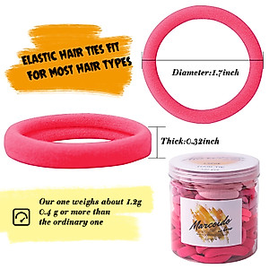 Marcoido 100Pcs Girls Women Hair Ties Thick Plus Seamless Hair Bands,High Resilience Soft Cotton Ponytail Holders Hair Accessories No Crease Damage Free For Girls Women Bulk Curly(Pomegranate,Pink)