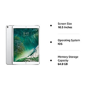 Apple iPad Pro 10.5in (2017) 64GB, Wi-Fi - Silver (Renewed)