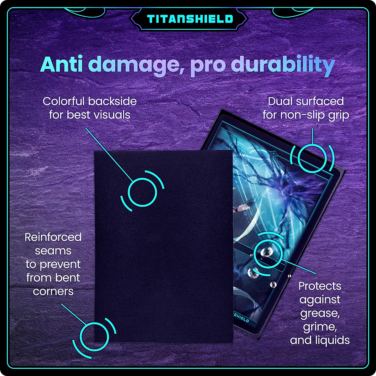 TitanShield (150 Sleeves, Black Compatible with Standard Sized Board Games, MTG Magic The Gathering, Pokemon, Lorcana and Trading Cards 2.5" x 3.5" 66x91mm
