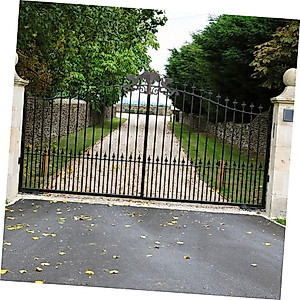 Garneck 1 Pair wooden door wrought iron decorate door hardware door handles black The fence heavy Garage cabinet hinges set iron door handle black cast iron flower plate earth tones