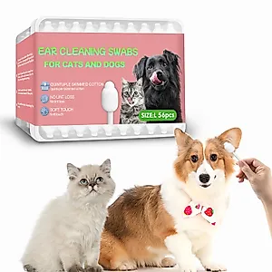 Dog ear cleaner, Dog ear infection treatment,Gourd-shaped cotton swabs designed specifically for cats and dogs, Reducing the risk of injuring the ear canal, for a safer and more reassuring use.