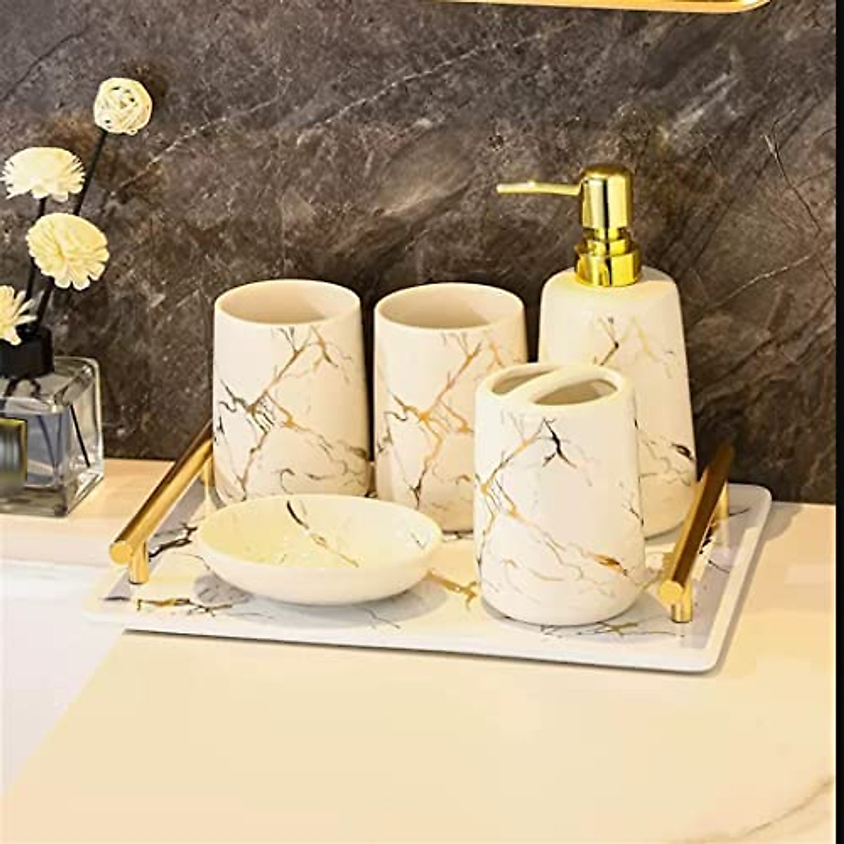 CZDYUF Bathroom Five-Piece Wash Set Bathroom Supplies Bathroom Mouthwash Cup Toothbrush Cup Set