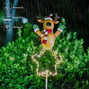 tioili Metal Reindeers Christmas Outdoor Solar Light, Christmas Outdoor Decorations Solar, Waterproof Christmas Stakes Lights for Home Outdoor Courtyard Lawn Walkway Driveway
