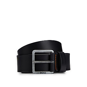BOSS Men's Orange Jeeko Italian Leather Belt, Black, US 38 - EU 100