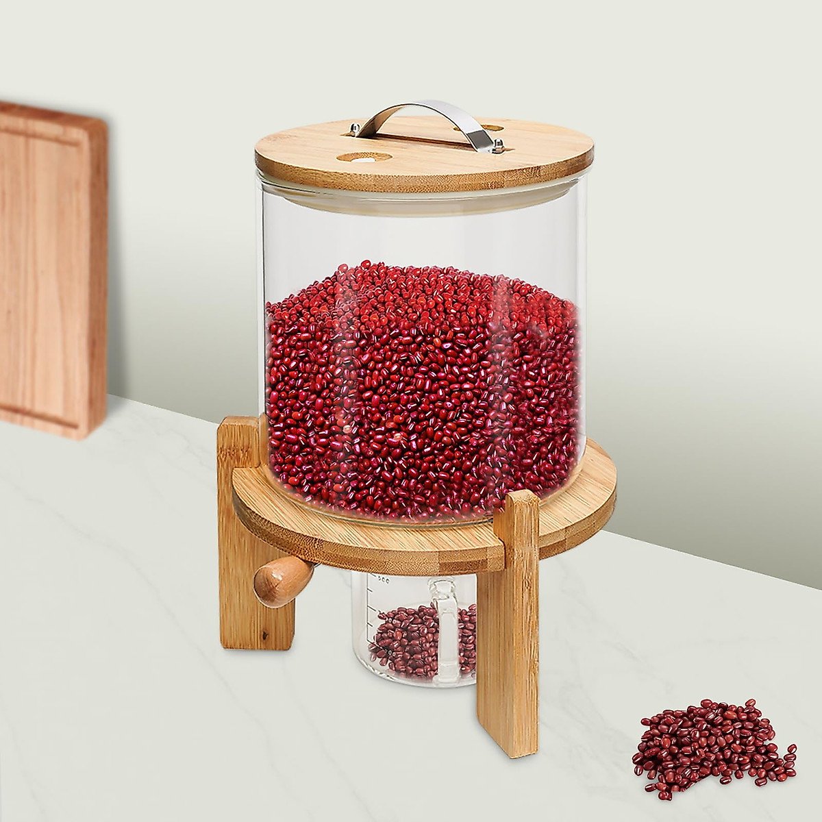 5L Grain Storage Rice Dispenser Cereal Container Flour Container Rice Holder Rice Storage With Valve Grain Dispenser Bean Oatmeal Flour Container Dry Goods Dispensers Creative Glass Food Storge