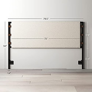 Nathan James Aspen Metal Boucle Fabric Wrapped Headboard, King, White/Gunmetal