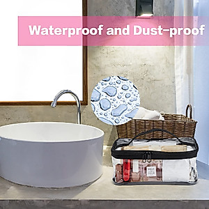 Weewooday 3 Pieces Transparent Toiletry Bags with Zipper Waterproof Makeup Bag TSA approved travel Bag Clear Cosmetic Makeup Bags for Men Women and Kids Business Bathroom, Black