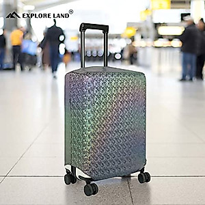 Explore Land Travel Luggage Cover Suitcase Protector Fits 18-22 Inch Luggage (Reflective Metallic, S)