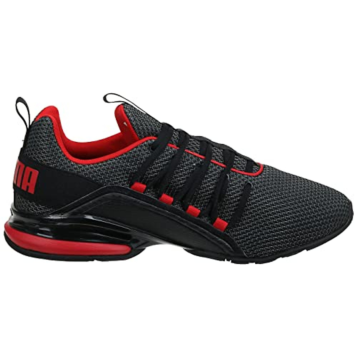 PUMA mens Axelion Running Shoe, Black/High Risk Red, 10.5 US