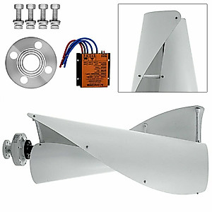 KONKENIE 12V 400W Helix Maglev Axis Wind Turbine Generator Vertical Generator Kit 3-Phase AC Permanent Magnet Generator with PWM Controller& 2 Blades for Boats Gazebos Cabins Mobile Homes White