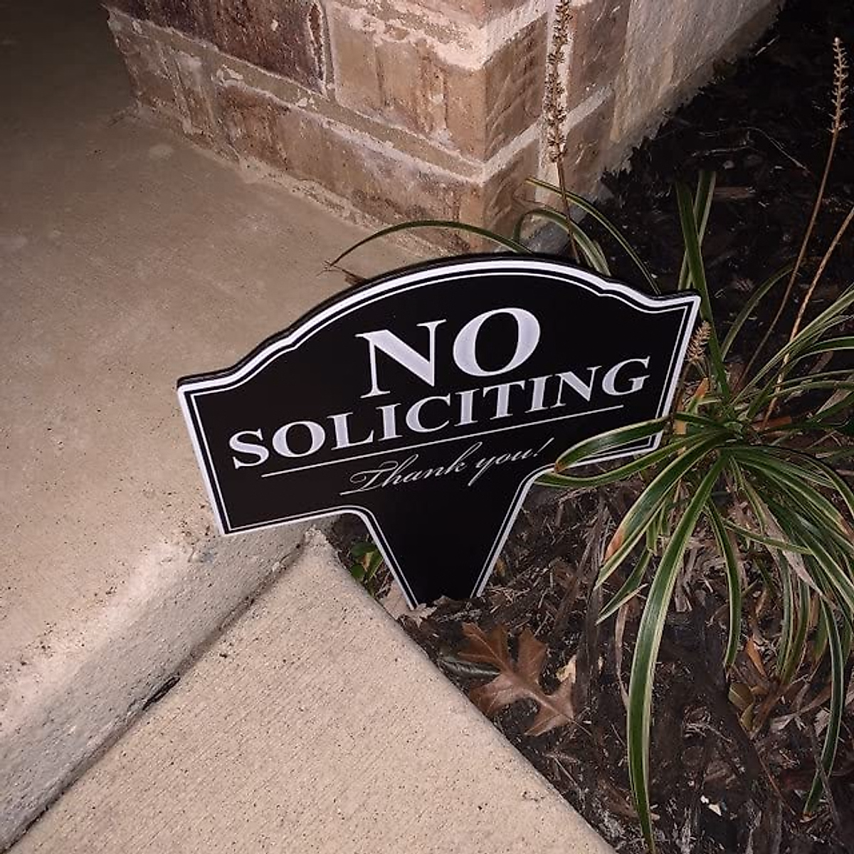 No Soliciting Aluminum Yard Sign with Integrated Stake, Lawn Sign, No Solicitors Metal Sign, Classy Non-Soliciting Sign for Home or Business Use 10x14