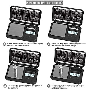 WEIGHTMAN Gram Scale, 200/0.01g Black Scale, Scales Digital Weight Grams with 50G Calibration Weight, Digital Pocket Scale Gram and OZ, Small Digital Scale 6 Units, Large LCD Screen, Battery Included