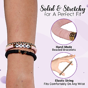 SHAKLAK Love Sadie Pack of 3 Trendy Bracelets - Universal Size Handmade Colorful Bracelets, Stackable and Layer-able, Mix and Match Summer Bracelets, MAMA Collection