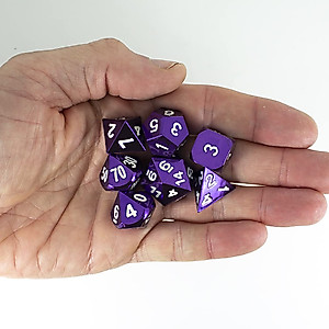 Paladin Roleplaying Purple Metal Dice - Full Polyhedral Set - in Presentation Case