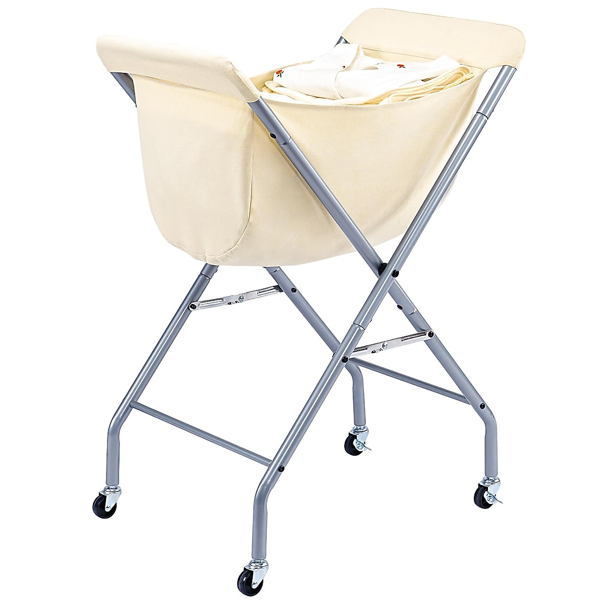 ELYKEN Laundry Cart with Wheels, 32”H Easy Rolling Laundry Hamper with Removable Liner Bag, Sturdy Metal Frame Clothes Basket with 4 Casters and 2 Brakes