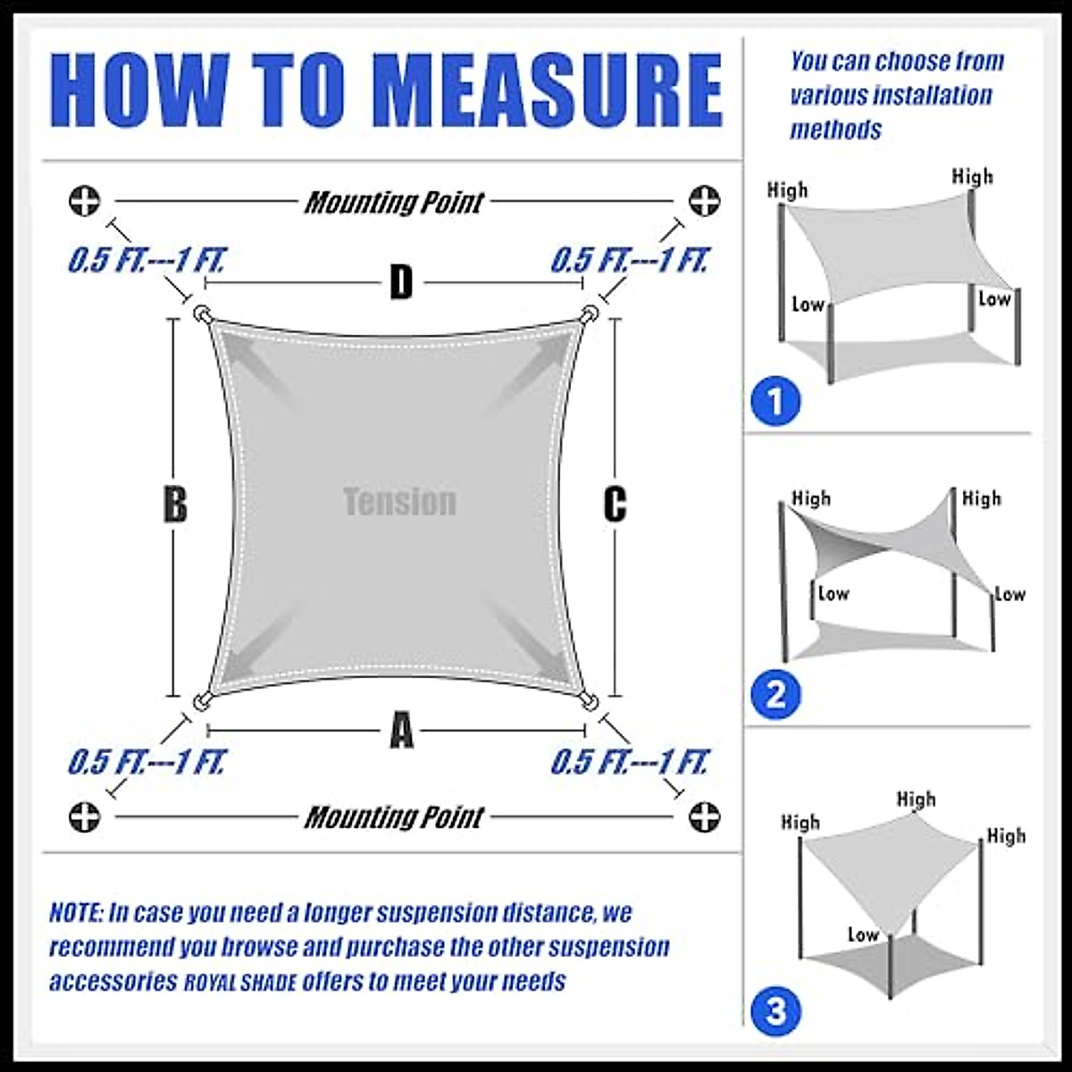 Royal Shade 12' x 18' Cream Rectangle Sun Shade Sail Canopy Outdoor Patio Fabric Screen Awning RTAPR1218 - UPF50+ 95% UV Blockage, Heavy Duty, Water & Air Permeable (We Make Custom Size)