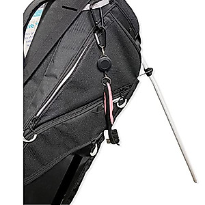 The Golfer's Workshop Golf Club Brush - 2 Ft Retractable Zip-line, Carabiner Clip, Groove Cleaner (Pink)