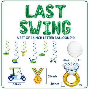 9 PCS Last Swing Green Balloons Golf Bridal Shower Decoration Golf Wedding Bride to Be Party Decoration Golf Bachelorette