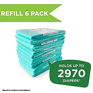 Pail Buddies Diaper Pail Refills | 6 Count | Compatible with Dekor Classic Diaper Pail | Strong, Durable Diaper Pail Refills with Fresh, Baby Powder Scent