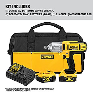 DEWALT 20V MAX Impact Wrench Kit, High Torque, Detent Pin Anvil, 1/2-Inch (DCF889M2)