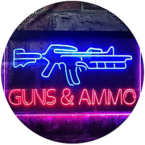 ADVPRO Guns Ammo Shop Dual Color LED Neon Sign Blue & Red 16" x 12" st6s43-i3294-br