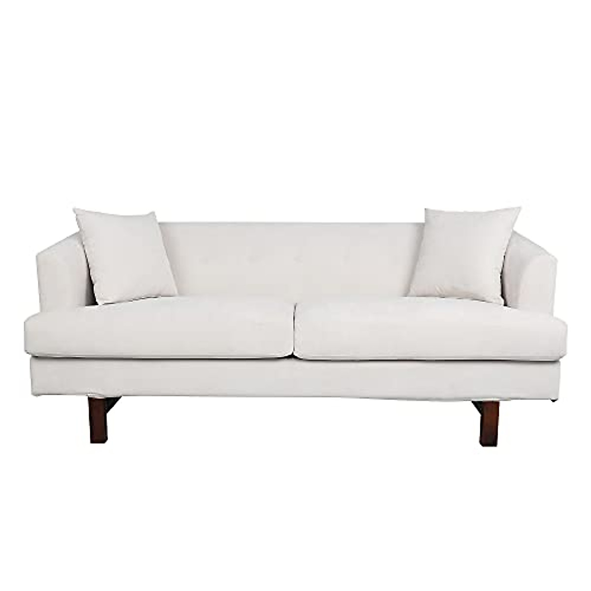 NOSGA Loveseat Sofa, 73'' Mid-Century Modern Sleeper Couch Recliner with Soft Cushion and 2 Pillows for Living Room Apartment Small Space Dorm, White