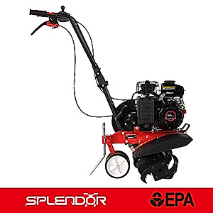 SPLENDOR 4-Cycle Gas Powered Tiller 79cc with Handle and Width Adjustable 24in