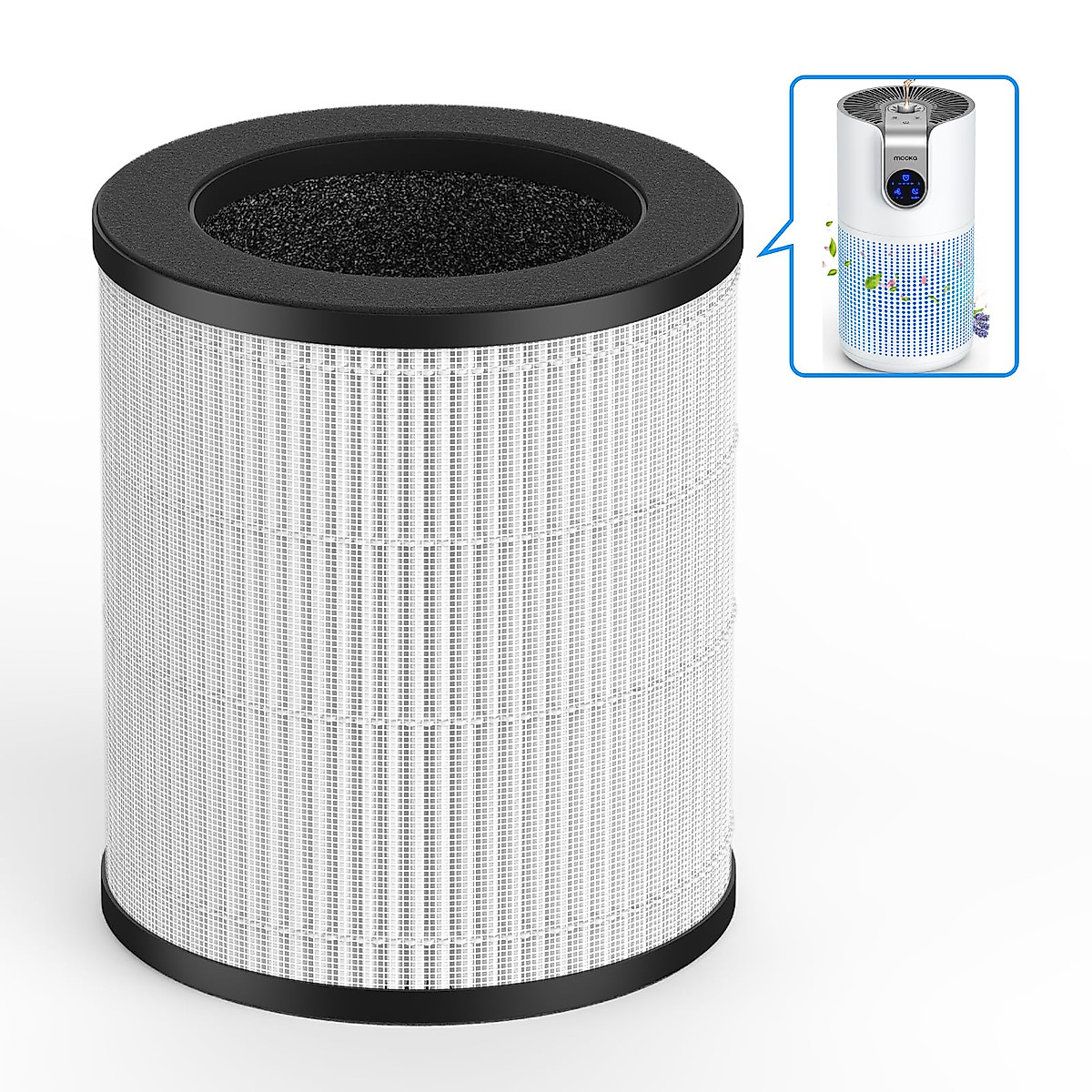 MOOKA Official Certified H13 True HEPA Replacement Filter Compatible with M03 Air Purifier (1 PACK)