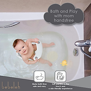 BEBELEH™ Baby Bath Seat [Original] – Baby Bath Portable Chair + Carry Bag + Baby Bath Thermometer – Compact and Foldable – Ultra Strong Suction Cups – Non-Slip Padding Infant Seat. Ideal Gift! (Grey)