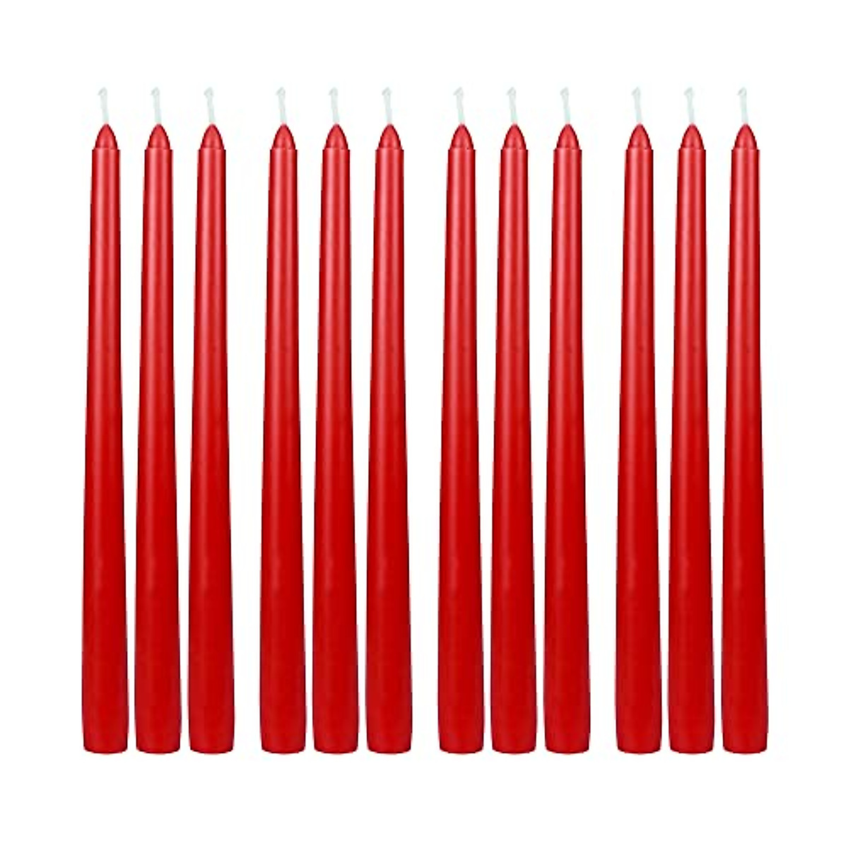 Zest Candle 12-Piece Taper Candles, 10-Inch, Ruby Red