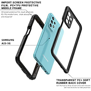 for Samsung Galaxy A23 5G Case, Waterproof Phone Case with Built-in Screen Protector and Lanyard, Full Body Underwater Dustproof Shockproof Rugged Heavy Duty Protection Cover for Samsung A23 5G Black