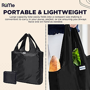 RuMe® Foldable Reusable Grocery Shopping Bag Tote | bFold Medium Tote Bag | Holds 50lbs | Folds into Zipper Pouch | 2 Pack