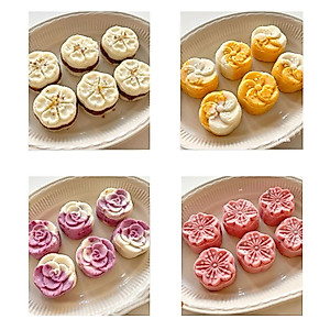 Pink Chinese flower moon cake press mold, hand pressed mooncake dessert DIY, moon cake puff pastry press mold with stamp DIY (1 Apple Stamp-1)