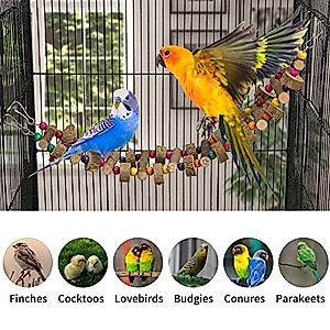 FrgKbTm Bird Parrot Ladder Swing Bridge Natural Wooden Pet Hanging Chewing Toy Bird Cage Accessories for Hamster, Lovebirds, Conures, Macaws, Lovebirds, Finches (1pc 10 ladders 18.1 inches)