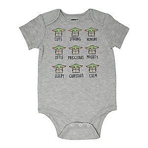 STAR WARS Baby Yoda Newborn Baby Boys 2 Pack Short Sleeve Baby Bodysuits Blue/White 3-6 Months