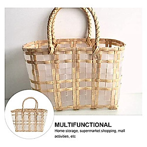 WALTX Round Basket 1Pc Practical Waterproof Durable Shopping Basket Woven Basket for Home Decor Shop Storage Case