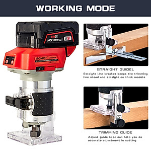 IRONFIST Cordless Trimmer Router Multiple Function Brushelss 1/4" Bit Collet, Max Speed 30000rpm for Wood Working Slotting, Trimming Compatible with Milwaukee M18 Battery (NO Battery)