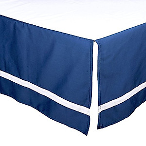 Navy Blue Tailored Crib Dust Ruffle with White Stripe by The Peanut Shell