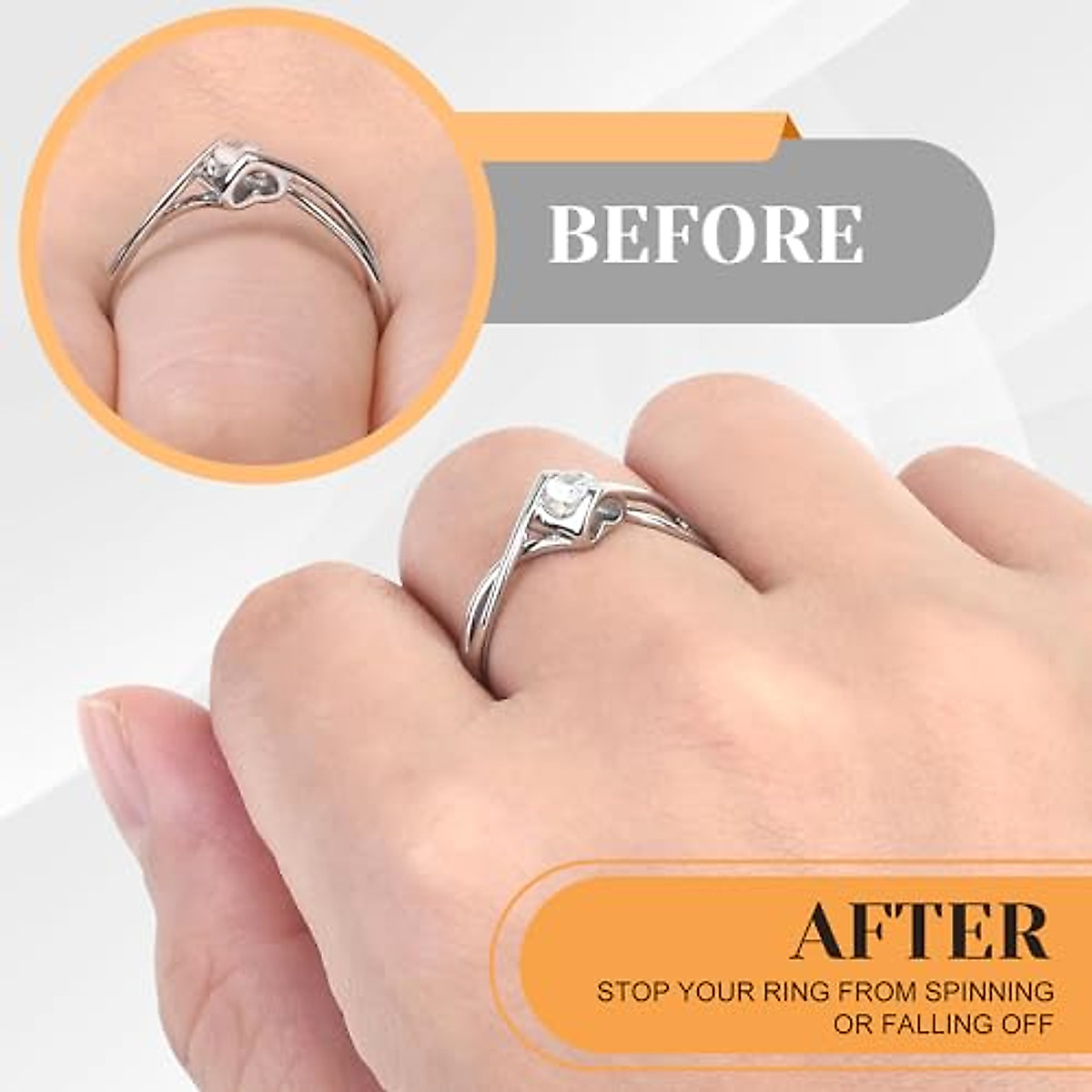 Ring Sizers for Loose Rings Ring Guards for Loose Rings Fit Any Rings, Invisible Ring Size Adjuster Never Sliding Off and Spinning (12 pcs)