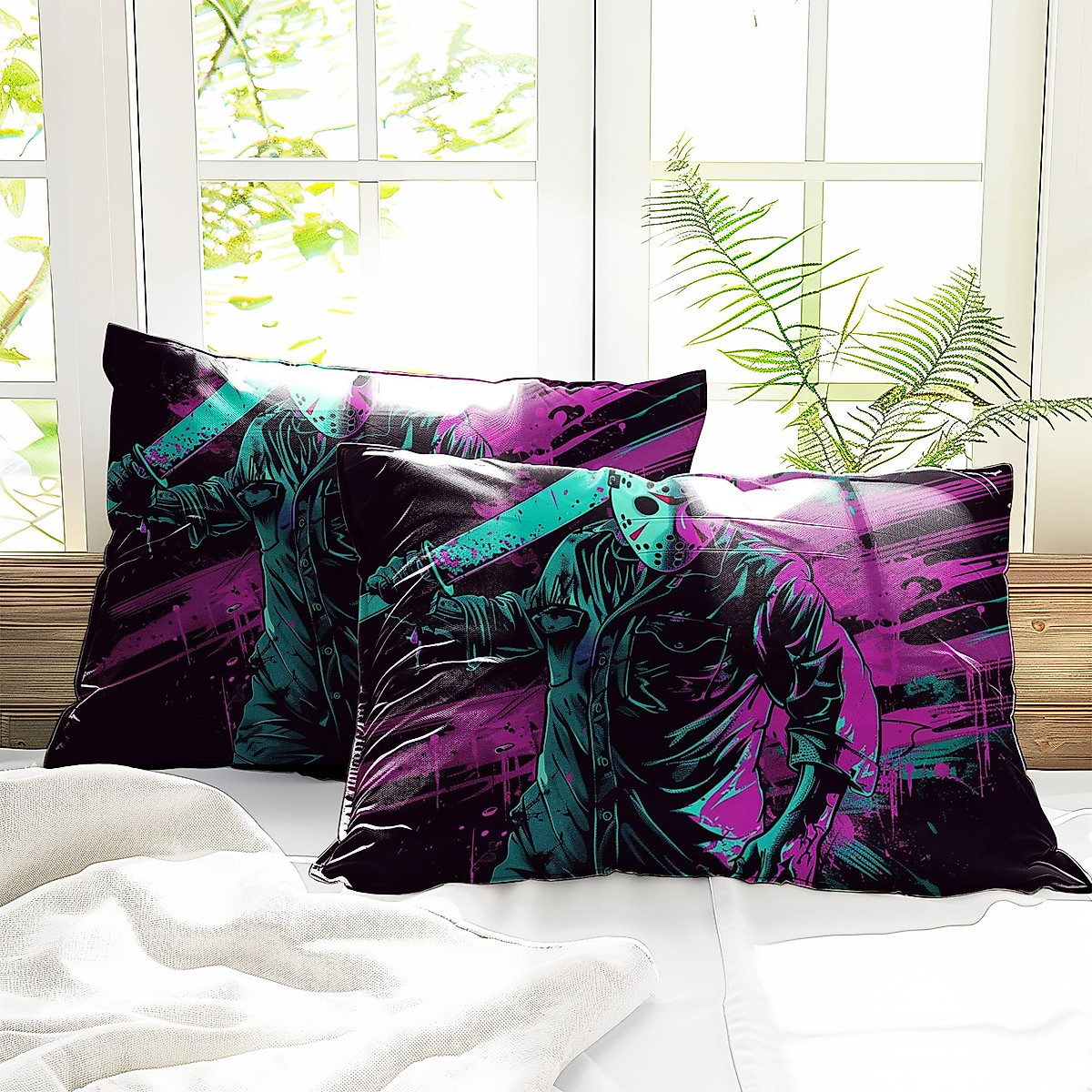 Horror Movie Printed Duvet Cover Horror Bedding Set Killer Demon Halloween Quilt Cover for Teens Adult Room Decoration (style3,Full 79x90in + 20x30in)