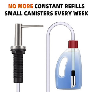 Sink Soap Dispenser Extension Tube Kit, 47" Under Counter Gappo Soap Dispenser Tube with Upgraded Metal Check Valve for Kitchen Sink, Never Fill The Little Bottle Again White