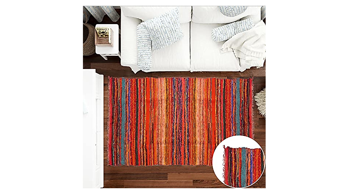 Ekakshx Multi Color Chindi Rug - Hand Woven & Eco-Friendly