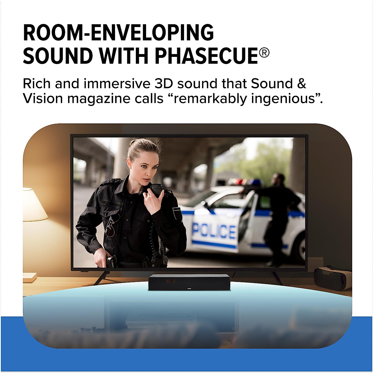 ZVOX AccuVoice AV157 Dialogue Clarifying Soundbar - Patented Hearing Technology with Voice Boost, Ultimate Low-Profile TV Speakers Soundbar, Perfect for Home Theater and Smart TV - Espresso