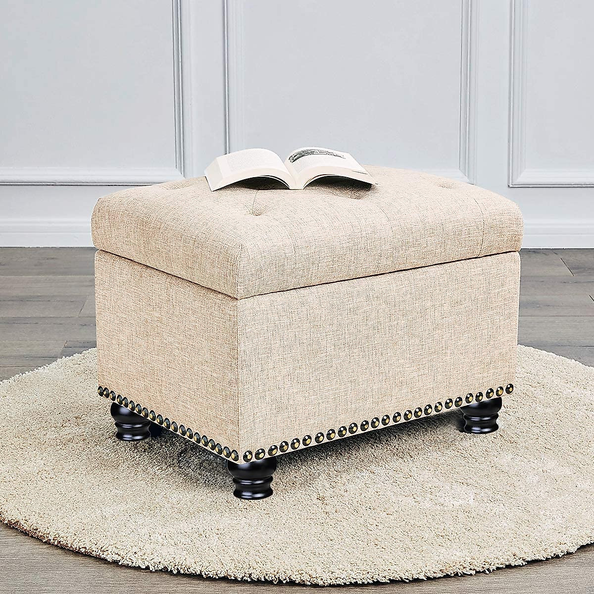 3 Inch Chunky Bun Feet Set of 4 Wood Legs for Furniture Replacement Wooden Black Feet for Sofa Couch Ottoman Screw in