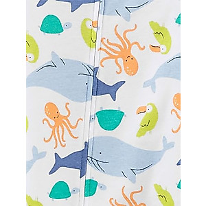 Simple Joys by Carter's Baby Boys' 3-Pack Snug Fit Footed Cotton Pajamas, Sea Life/Shark/Tie Dye, 3T