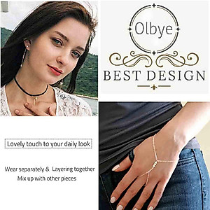 Olbye Pearl Finger Ring Bracelet Silver Slave Bracelet Hand Chain Everyday Jewelry for Women (Silver)