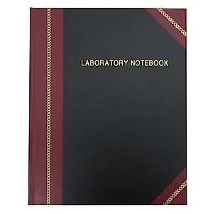 BookFactory Lab Notebook/Laboratory Notebook - Professional Grade - 96 Pages, 8" x 10" (Ruled Format) Black and Burgundy Imitation Leather Cover, Smyth Sewn Hardbound Student (LRU-096-SRS-A-LKMST1)
