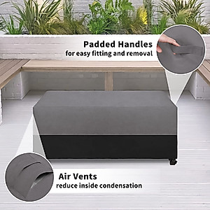 Easy-Going Patio Coffee Table Cover Small Outdoor Rectangular Table Cover, UV Resistant Waterproof Patio Furniture Cover (48"Lx28"Wx16"H, Gray/Black)